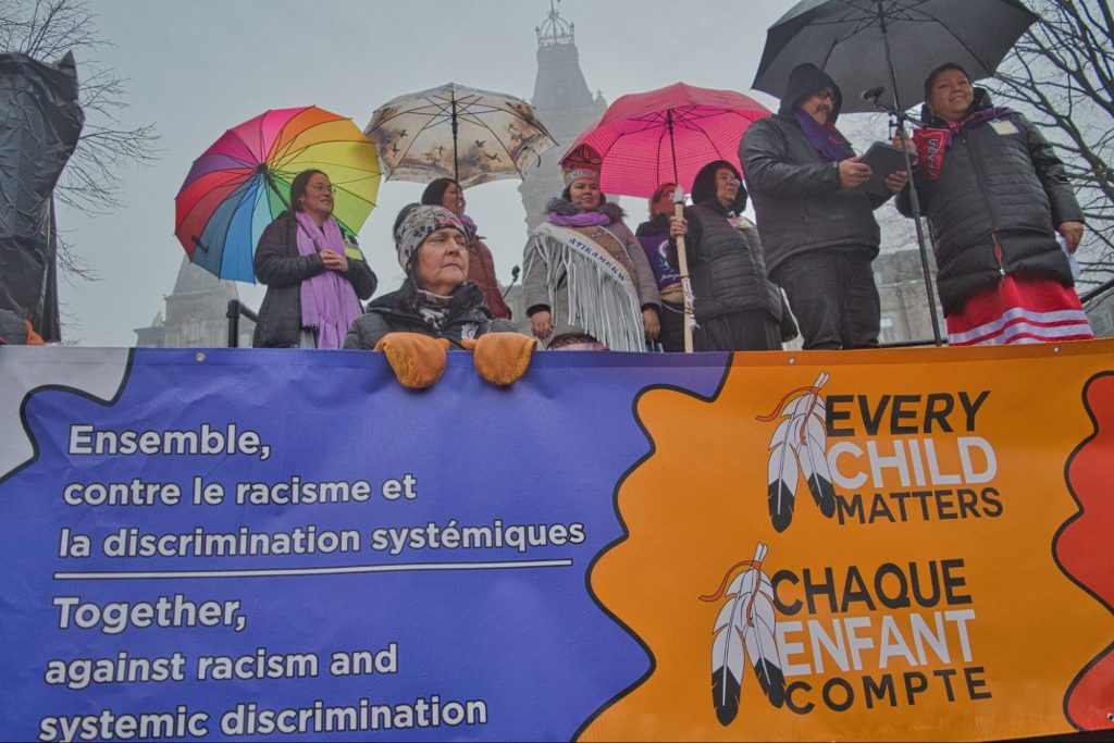 Protest against anti-Indigenous racism draws a crowd - The Quebec ...