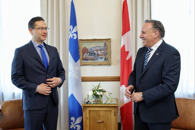 Conservative Leader Pierre Poilievre meets Legault in Quebec City - The ...